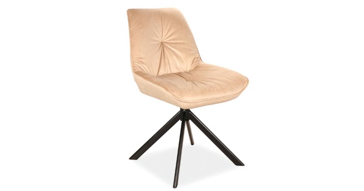 Scaun tapitat BOOGIE I VELVET rotativ, catifea beige 53x45xH89cm ...