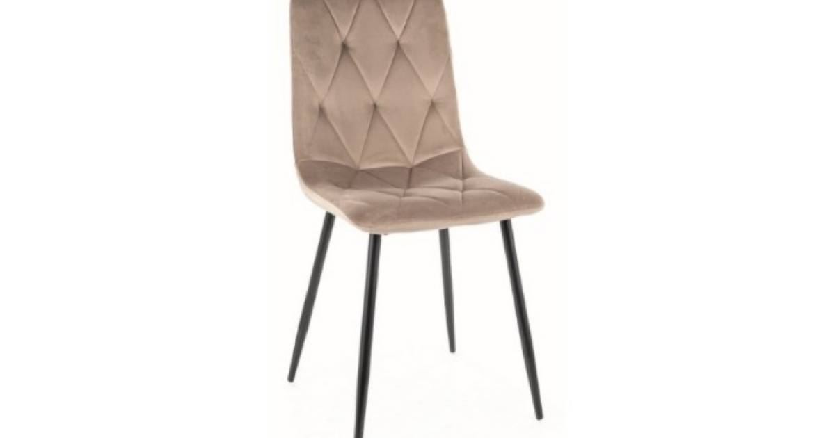 Scaun tapitat TOM VELVET catifea beige 45x52xH91cm, picioare negre ...