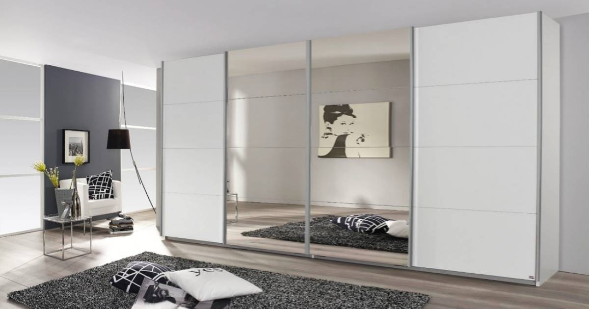 Dulap cu usi glisante SYNCRONO 361x230x62cm alb alpin/ oglinda ...