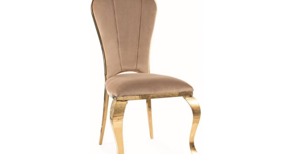 Scaun tapitat QUEEN VELVET luxury, catifea beige 53x59xH111cm, picioare ...