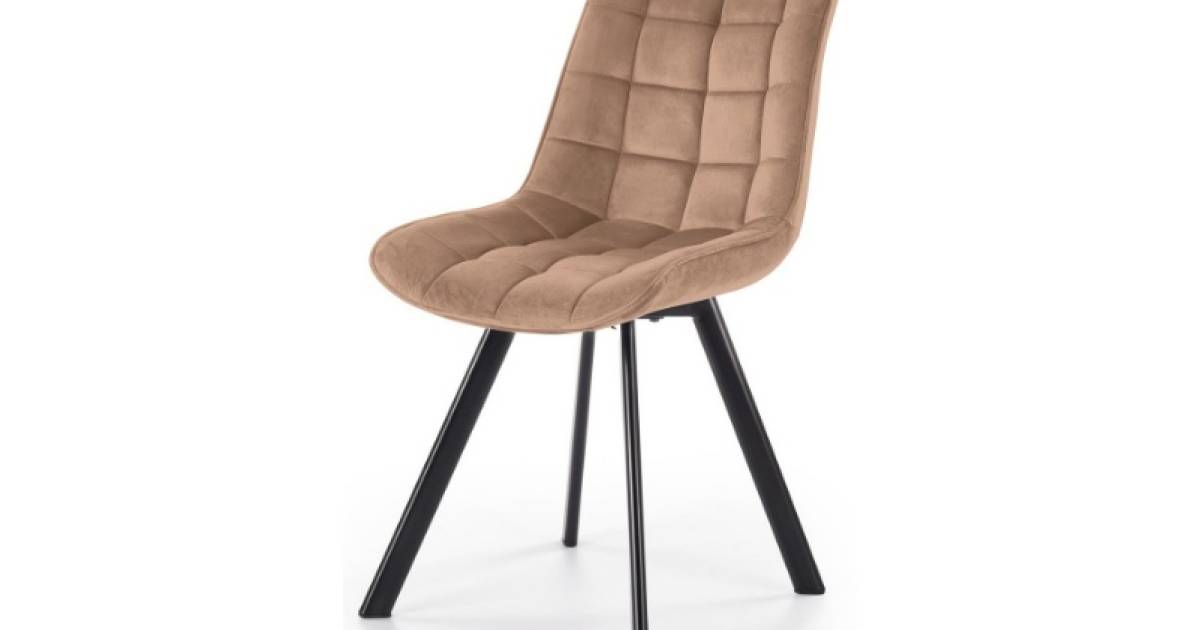 Scaun tapitat K332 catifea beige 46x61xH84cm, picioare negre ...