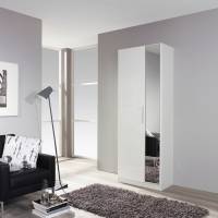 Dulap cu 2 usi cu balamale MINOSA 69x197x41cm alb alpin/ oglinda, maner ...