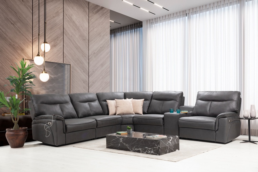 Coltar modular cu dublu recliner GALA cu sound system, cooler, adaptor ...